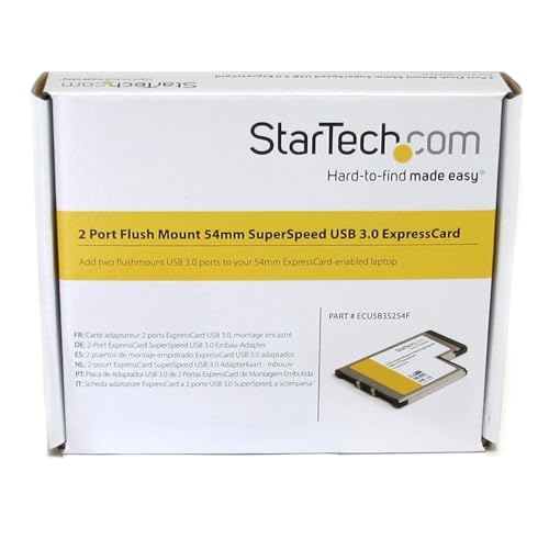 StarTech.com 2 Port Flush Mount ExpressCard 54mm SuperSpeed (5Gbps) USB 3.0 Card Adapter with UASP - Dual Port Laptop ExpressCard USB 3 Controller, TAA (ECUSB3S254F)