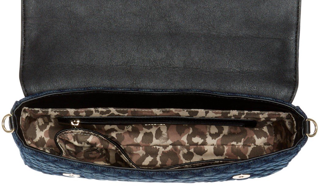 Guess Women's G Lux Denim Quilted Flap-Over Crossbody Handbag