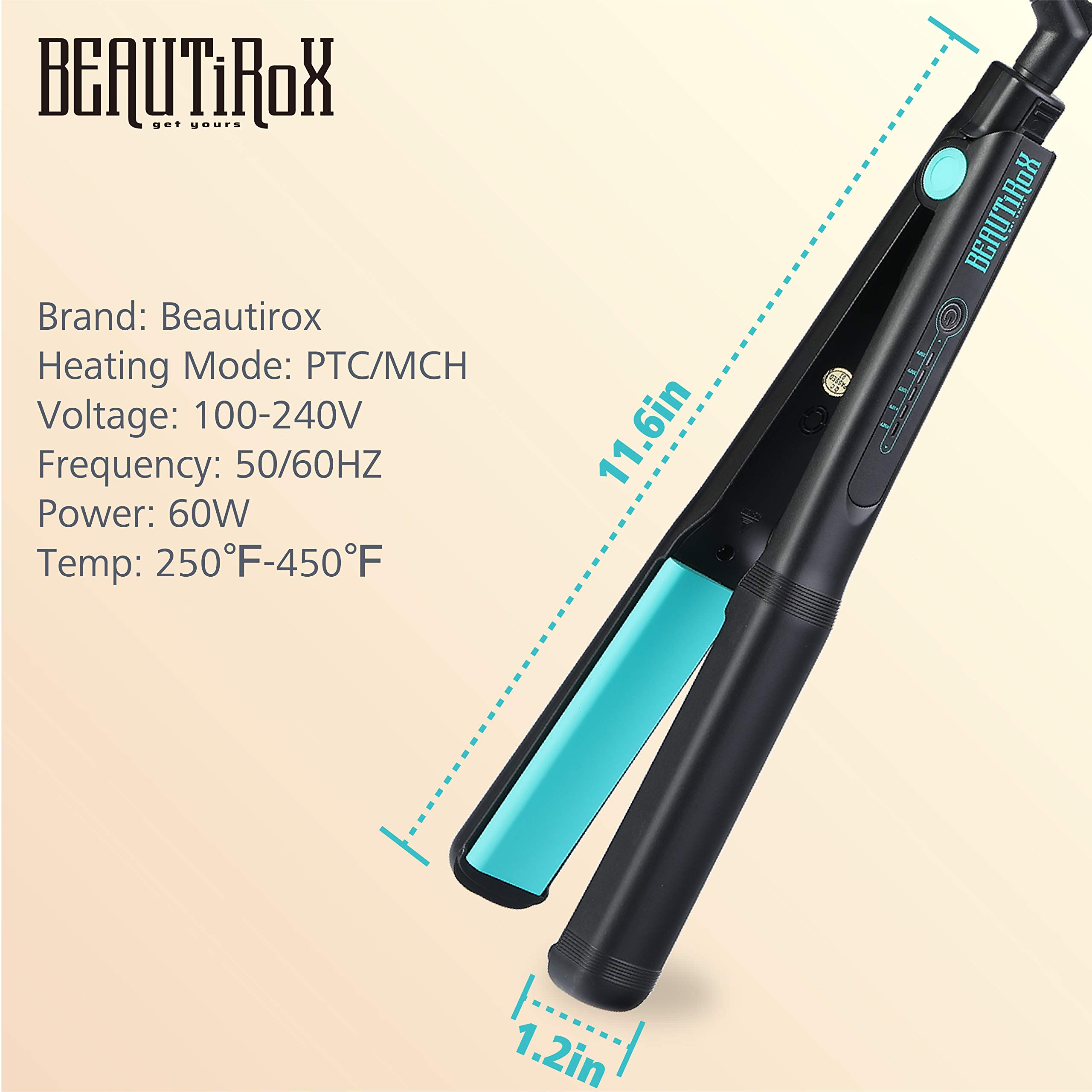 BEAUTIROX Flat Hair Straightener,Professional Iron with Adjustable Temp for Straightening and Curls,Black