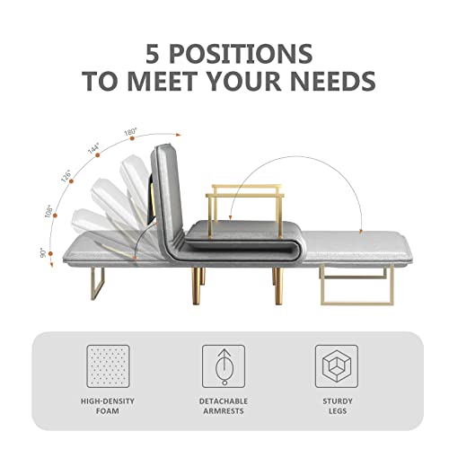 CIZIG Futon Sofa Bed,74.8" L Convertible Sleeper Sofa with Tapered Steal Leg,Adjustable Back Rest Couch,Loveseat Sofa Bed, Small Leather Twin Sofa for Living Room,Bedroom,Movie Night,Grey