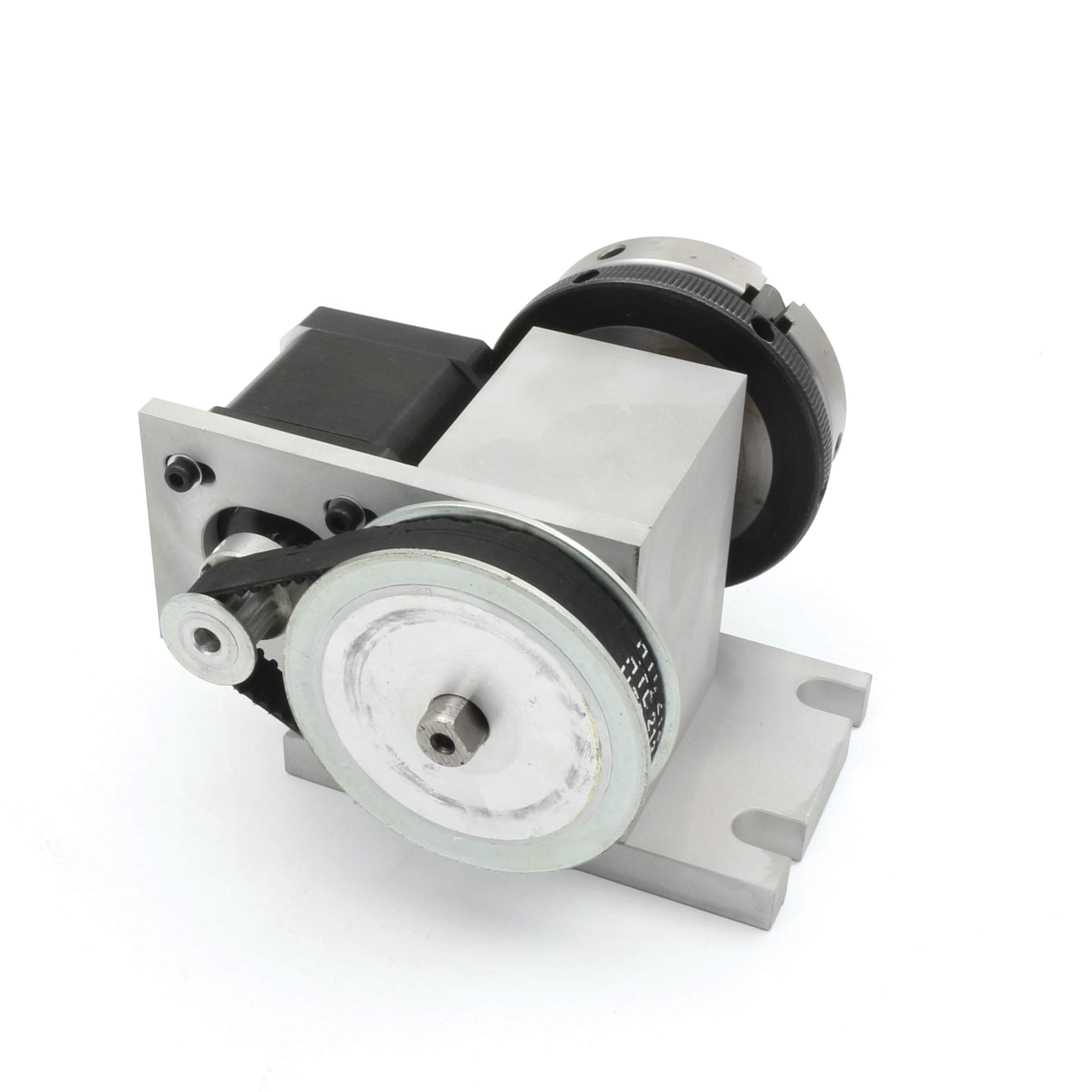 CNC Milling Machine Rotational Axis CNC Router Rotary Table Rotary a axis 4th Axis 65mm 3 Jaw Chuck Dividing Head w/ Nema17 stepper motor w/ 54mm Tailstock Reducing ratio 4:1 for CNC Engraving Machine