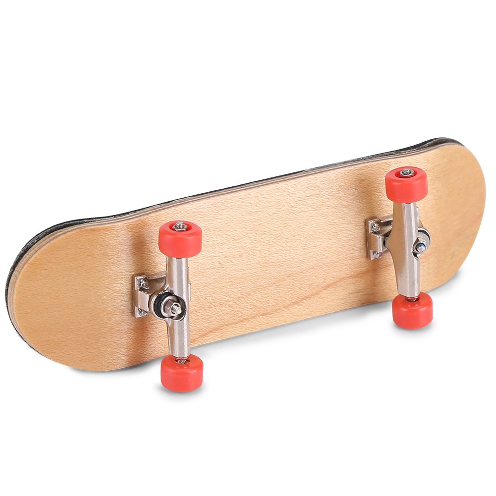 Duokon Fingerboards, 1Pc Maple Wooden+Alloy Fingerboard Finger Skateboards with Box Reduce Pressure Kids Gifts(Red)