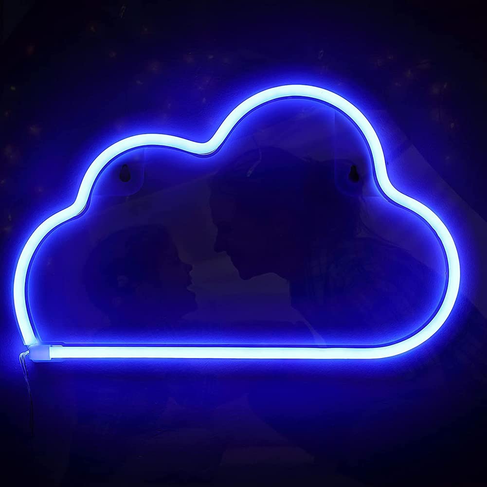 Blue Cloud Neon Sign LED Marquee Sign Light Battery or USB Powerd Neon Nightlight Light up Cloud Lamp for Kids Room Decor