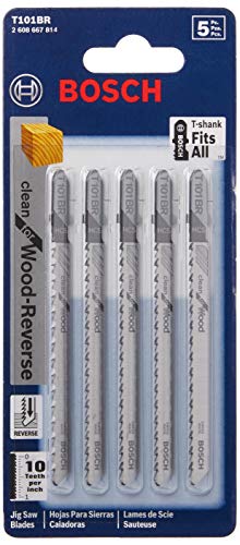 BOSCH T101BR 5-Piece 4 In. 10 TPI Reverse Pitch Clean for Wood T-Shank Jig Saw Blades