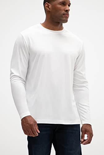 DEVOPS Men's 3Pack UPF 50+ Dri fit Workout Moisture Wicking Long Sleeve T-Shirt (Medium, Navy/Safty Green/White)