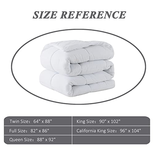 ELNIDO QUEEN California King Comforter Duvet Insert - White Comforters California King Size -All Season Fluffy Lightweight Down Alternative Comforter -Bed Quilted Comforter Cal King Size(104×96 Inch)
