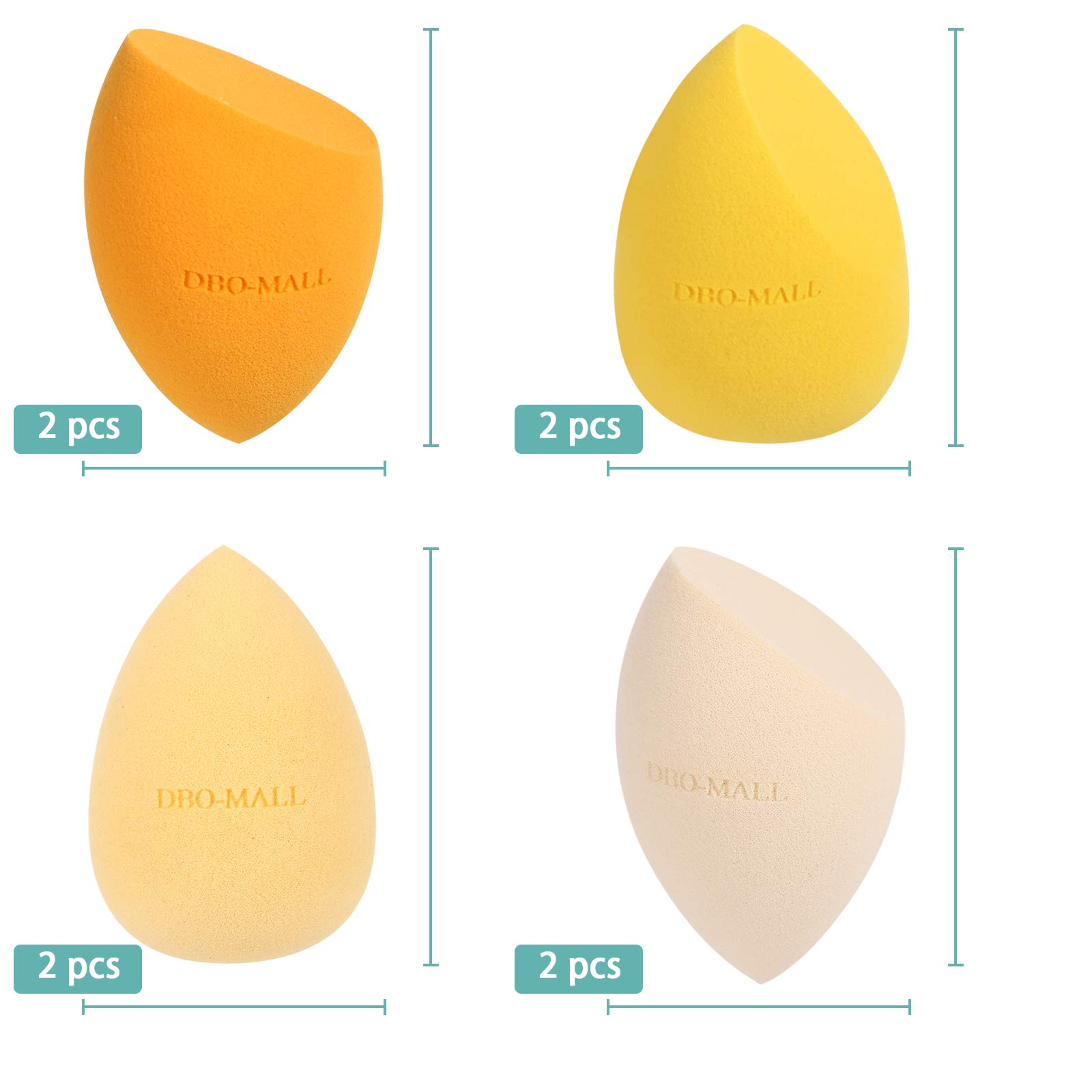 Beauty Blender Sponges Set - Latex Free Makeup Blending Sponge Set with Egg Case, Profect for Routine Makeup Foundation, Liquid, Cream and Powder, (4pcs, Yellow)