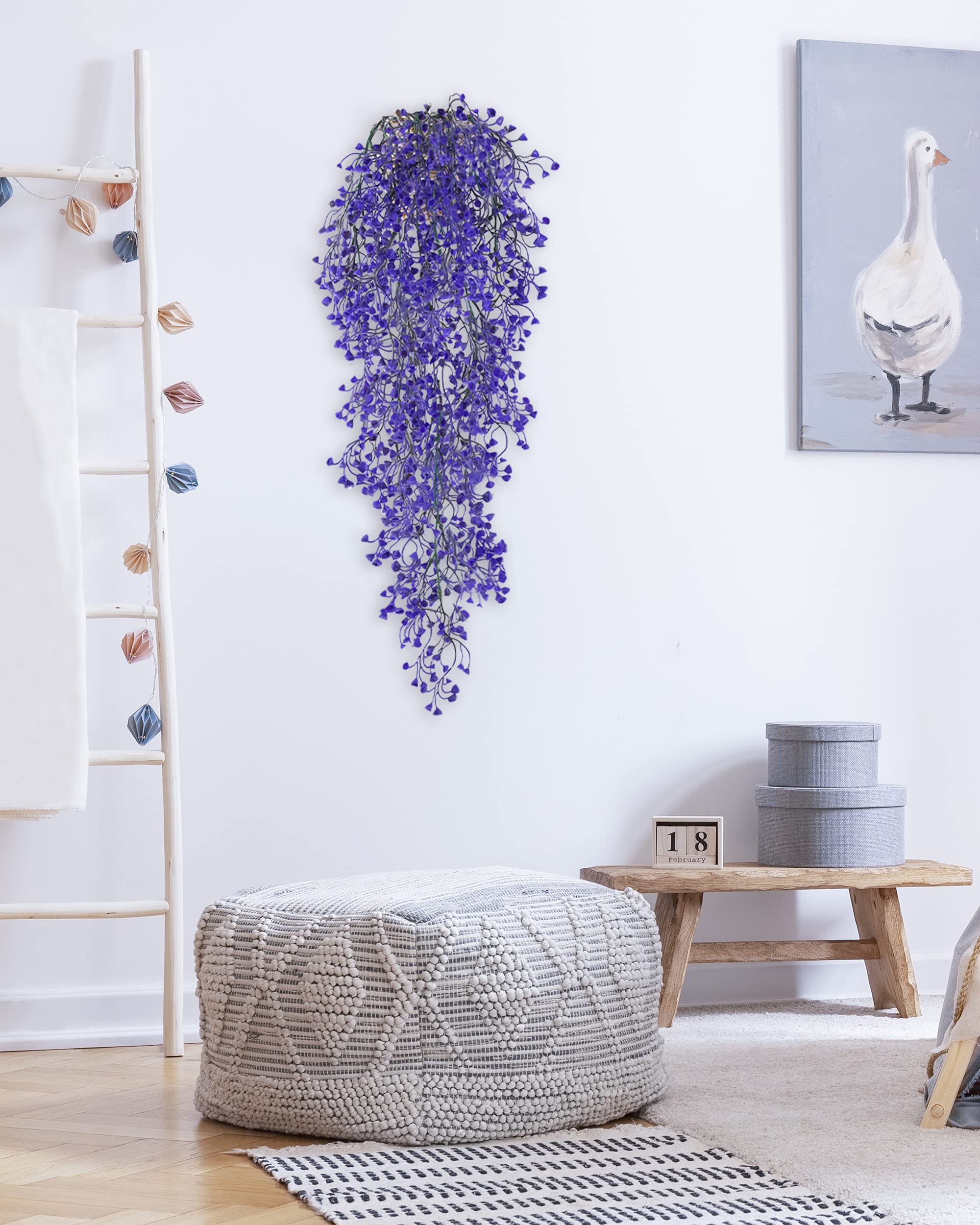 Omldggr 2 Pieces Artificial Hanging Vine Purple Fake Ivy Flower Hanging Willow Vine for Home Garden Office Wedding Decor (82cm)