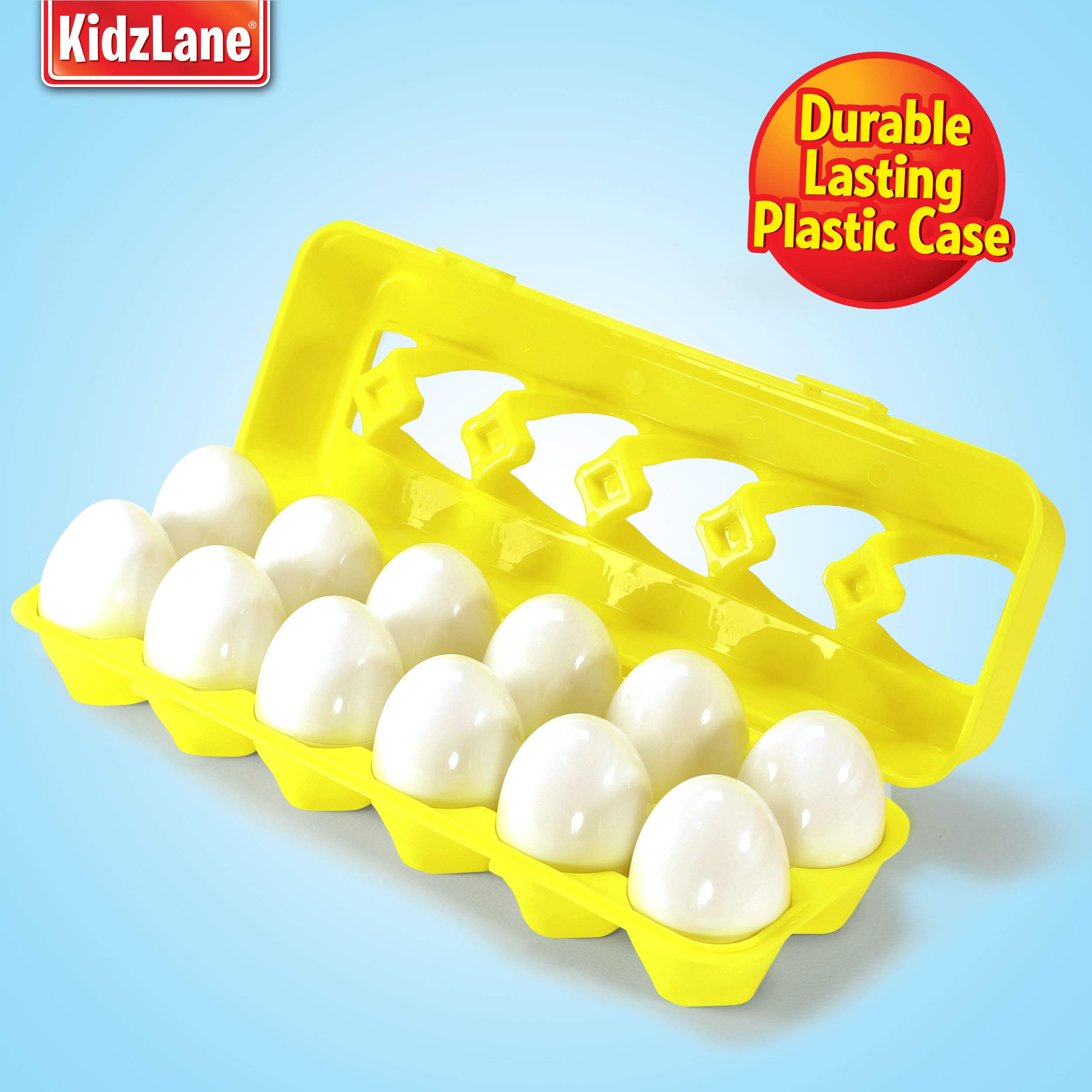 Kidzlane Toddler Toy - 12 Matching Eggs Set - Interactive Egg Matching Toy for Toddlers - Educational Game - Color and Number Recognition - Safe, Durable Eggs That Crack Open for Preschool Play