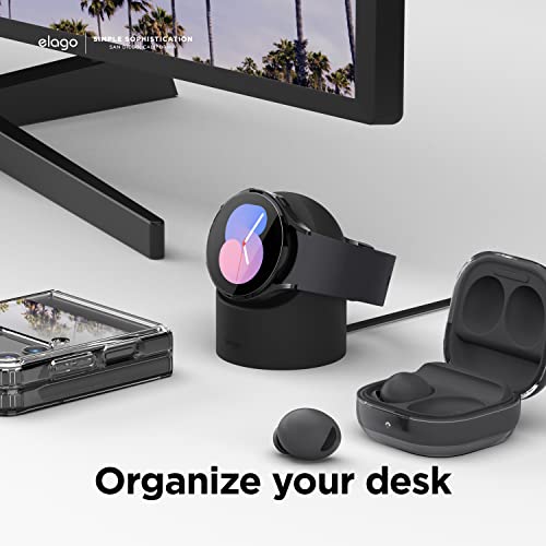 elago GW2 Stand Compatible with Samsung Galaxy Watch 6 Series / 5 Charger Stand (40, 44mm) / 5 Pro Charger Stand (45mm) 2022-2023 - [Black] [Charging Cable Not Included]