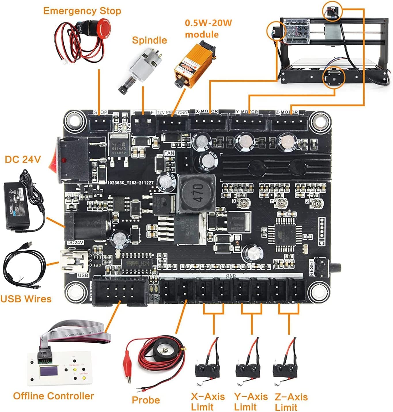 CNCTOPBAOS 1610 PRO CNC Milling Machine,with GRBL Offline Controller,3 Axis Desktop DIY Mini CNC Router Kit Engrave Carving PVC,PCB,Acrylic,Wood Cutting Engraving Machine CNC1610 Pro