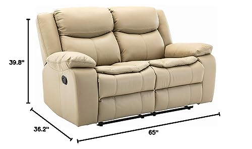 Familymill Breathable Leather Manual Reclining Loveseat for Living Room