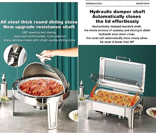 Electric Buffet Server,Food Warmer Tray, Adjustable Temperature, Portable Chafing Dish, Catering Buffet Serving Tray,Stainless Steel Material,uitable for Hotels, Restaurants, Parties