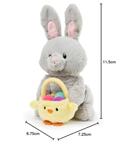 GUND Amazon Exclusive Easter Bunny with Basket and Easter Eggs, Easter Decorations, Bunny Stuffed Animal for Ages 1 and Up, Gray, 10"