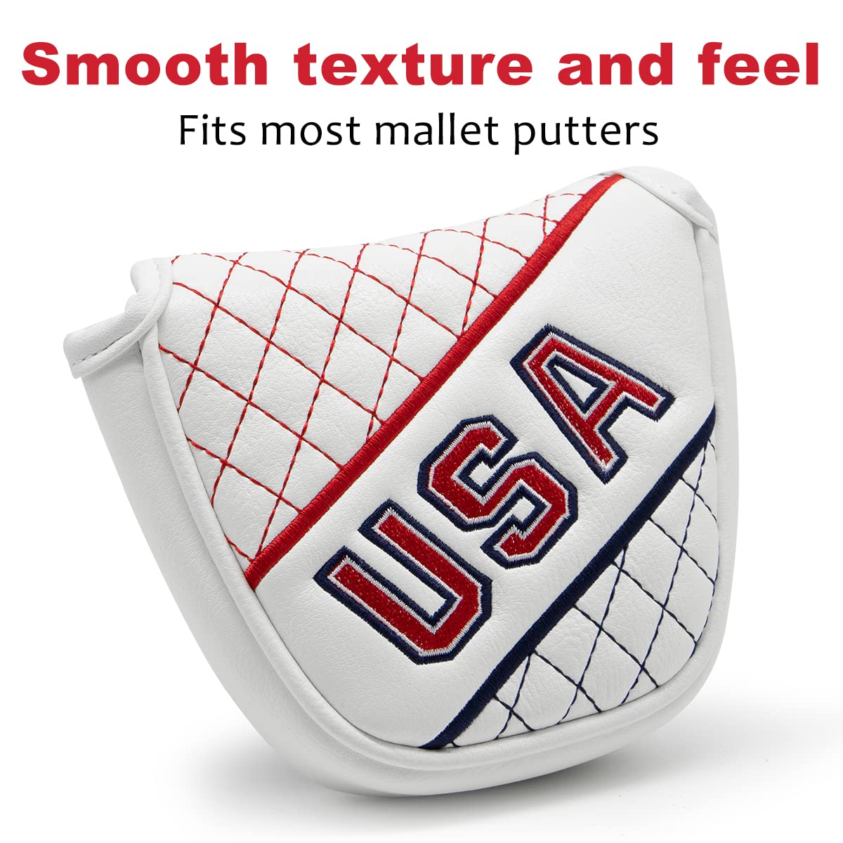 Barudan Golf Mallet Putter Headcover Magnetic Closure - USA - Patriotic Putter Cover Mallet - Synthetic Leather Golf Putter Head Covers Mallet