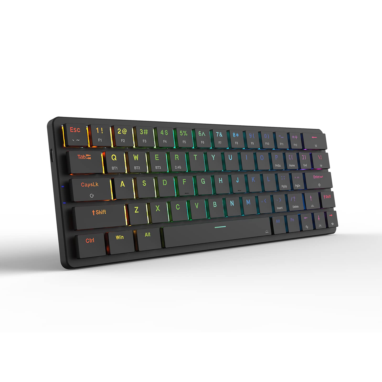 Redragon K624 Pro Mechanical Gaming Keyboard RGB LED Backlit 63 Key Wired/Wireless 2.4G and Bluetooth Low Profile with Anti-Dust Blue Switches (Black)