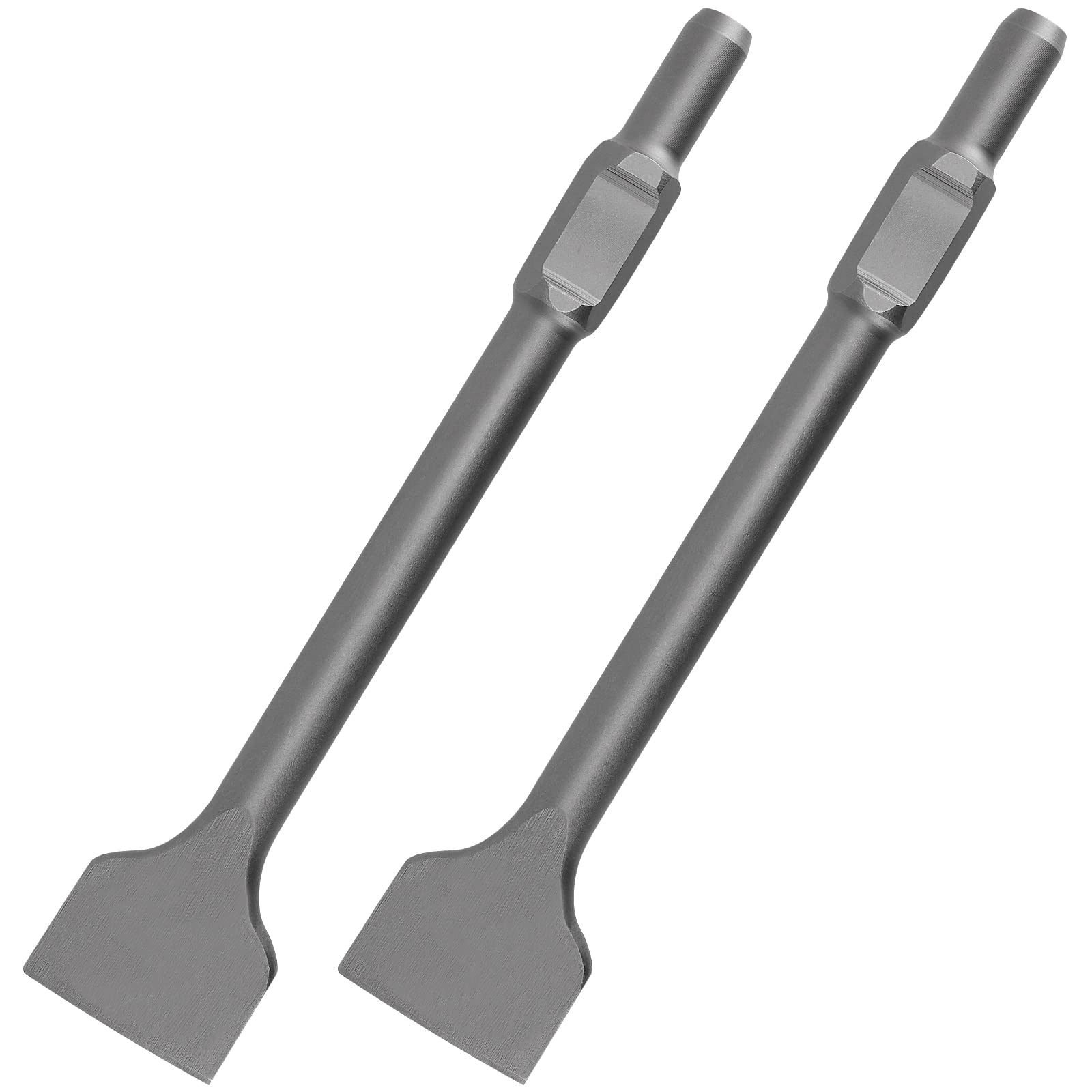 MUKCHAP 2 Pack 3 x 16 Inch Hex Shank Scraping Chisel, 1-1/8" Chisel Hex Shank, Flat Chisel Bit for Electric Demolition Jack Hammer