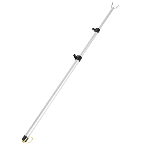 Clothes Line Retractable Pole with Hook and Handle Reach Stick Closet Pole Telescoping Pole for Clothes Shutter Closet Curtain Shelf Ceiling Retractable Clothesline Indoor