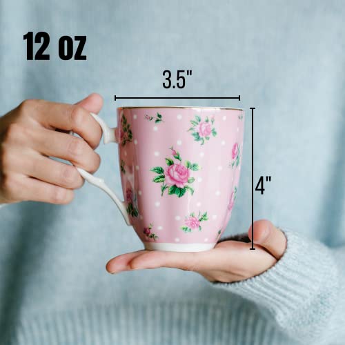 BTaT- Royal Coffee Mugs, 12 oz, Set of 8, Floral Mugs, Porcelain Bone China, Tea Mug, Coffee Cups, Coffee Mug Set, Large Coffee Mugs, Coffee Cups Set, Mugs for Coffee, Tea Cups