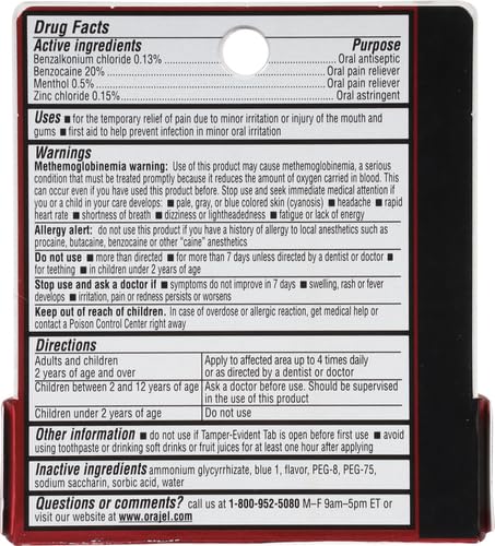 Orajel 4X for Toothache & Gum Pain Severe Gel Tube, No Color, 0.25 Ounce