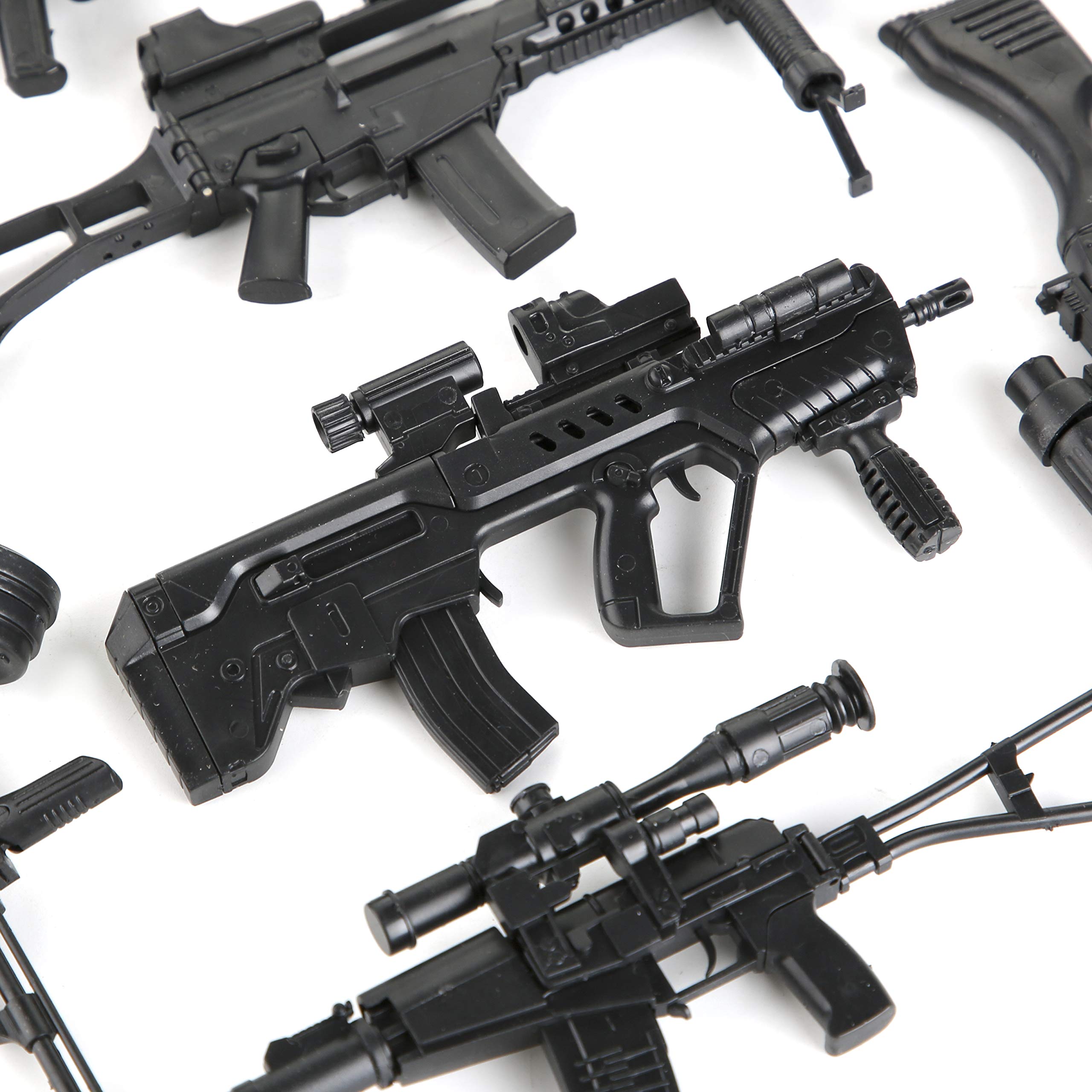 PROLOSO 8 Set Miniature Toy Machine Guns with Display Board SMG Rifles Toys for Boys Kids Building Toys