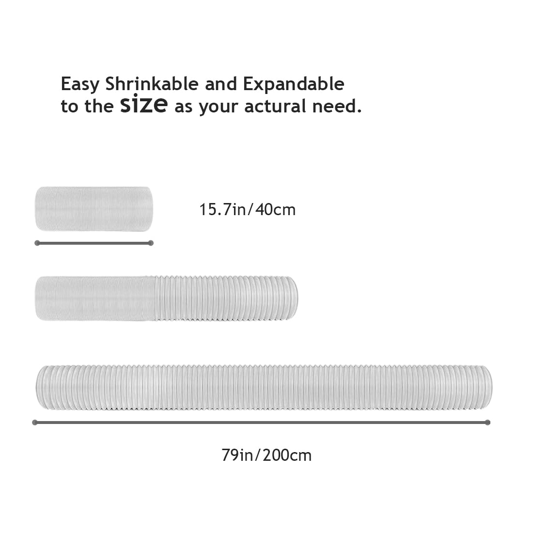 Hisiruil Air Conditioner Exhaust Hose, Portable AC Vent Hose with 5.9" Diameter Anti-Clockwise Thread & Length up to 80" AC Vent Replacement Tube Compatible with Most Portable Room Air Conditioners