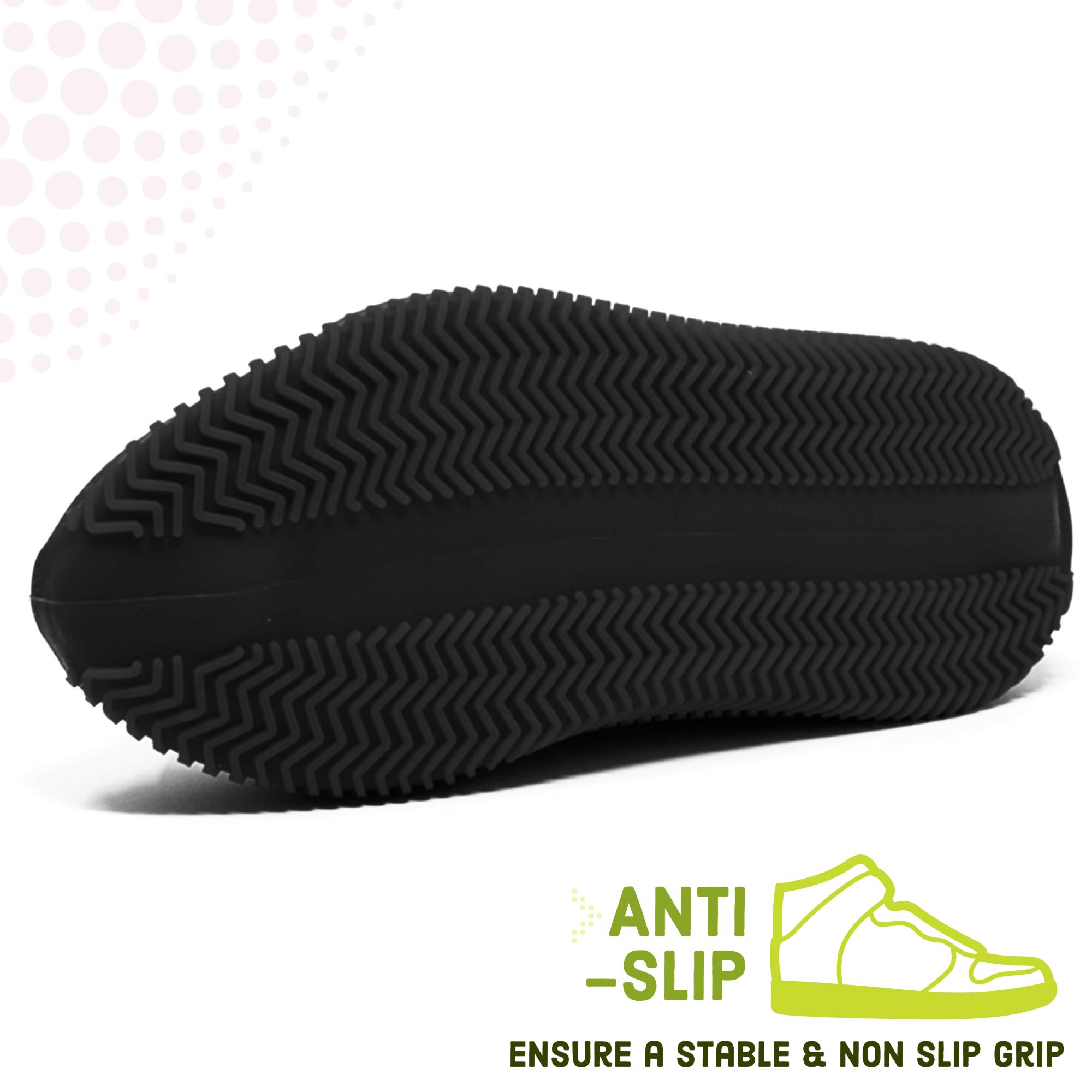 BOVAI - Waterproof Shoe Covers Reusable Rain Shoe Cover Silicone Magic Shoe Running Cover Work Rubber Protector (Large, Black)