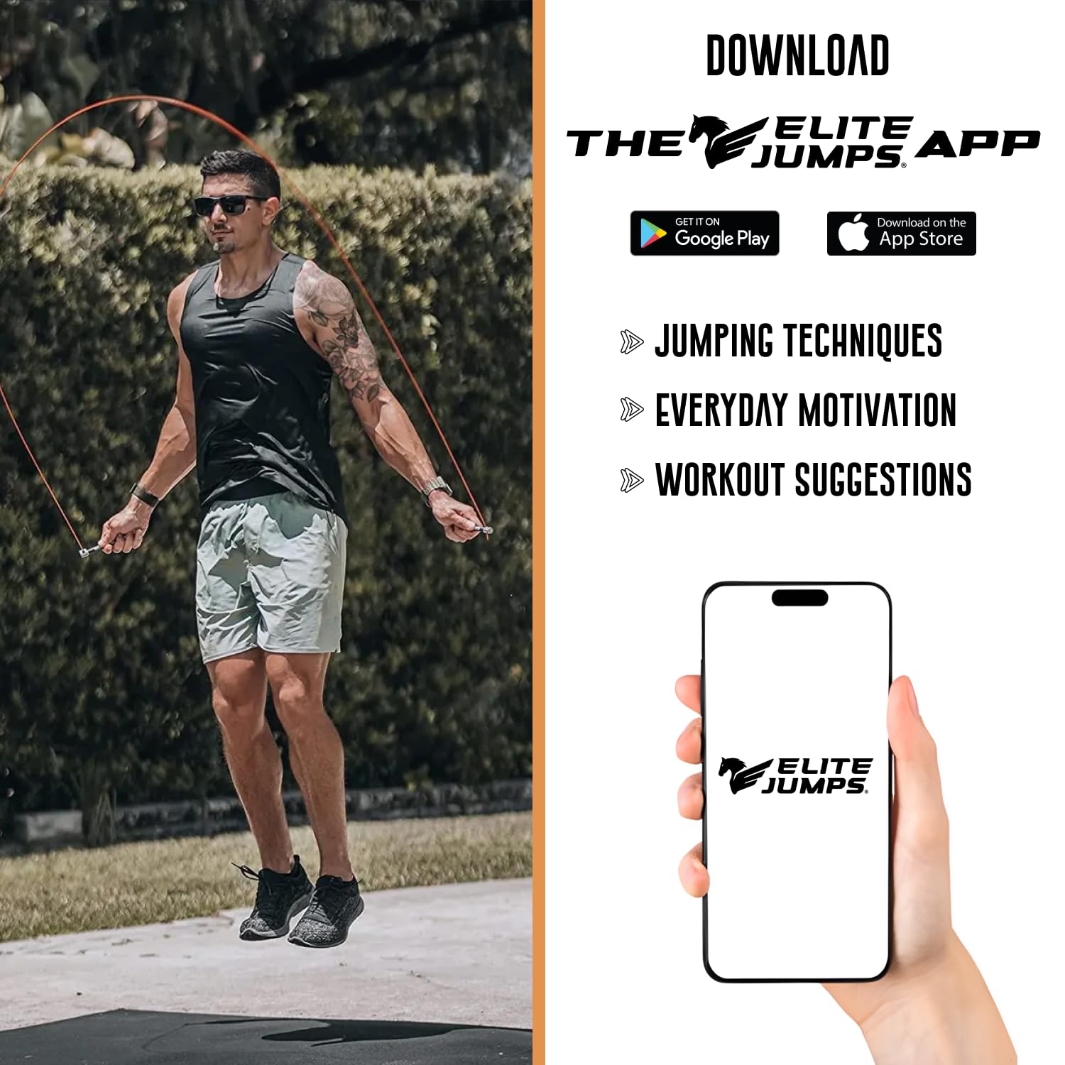 Elite Jumps Surge 3.0 Professional Speed Rope for Double Unders - Patented Dual Bearing Ultra Light-Weight Handle for Premium Spin Control and Kink-Resistant Cable for fast Speed Jump Rope