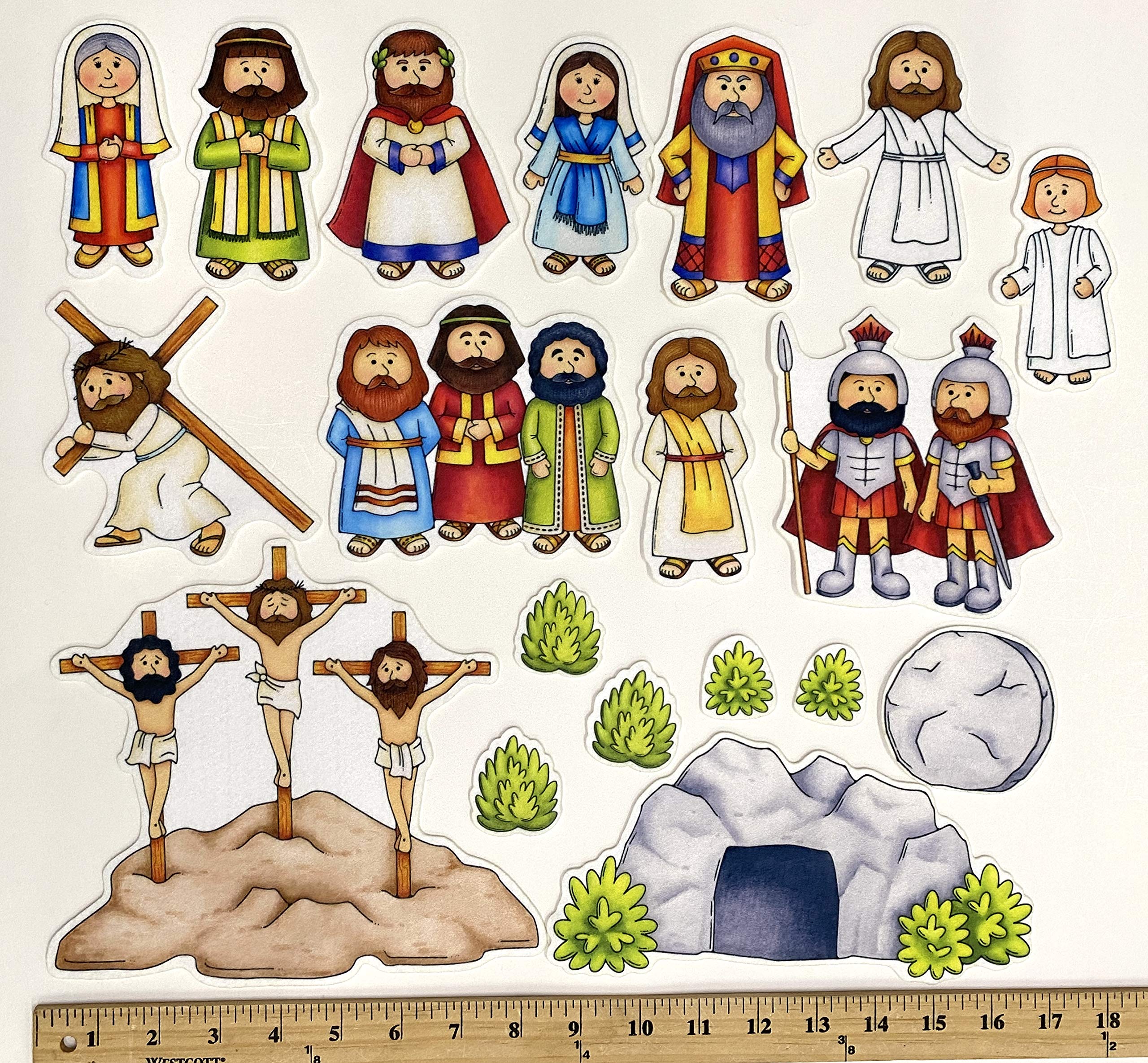 Easter Crucifixion Resurrection 19 pc Felt Figures Bible Felt/Flannel Board Story Set Plus Lesson Guide Coloring & Activity Pages Jesus Christ
