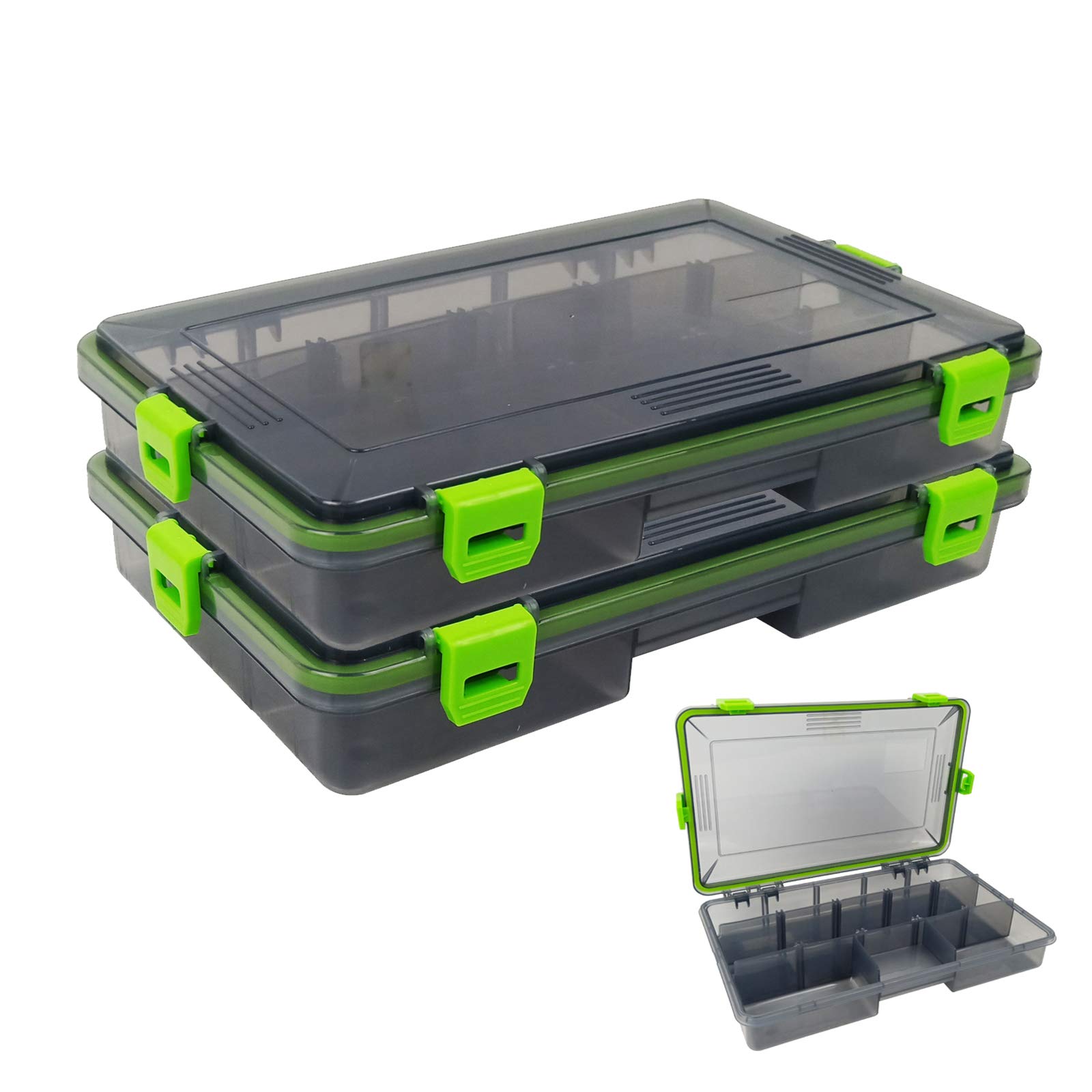 Aventik Waterproof Fishing Tackle Boxes Hooks Storage Trags Organizer Box Transparent Adjustable Dividers Hold Terminal Fishing Tackle and Lure Box(3700)