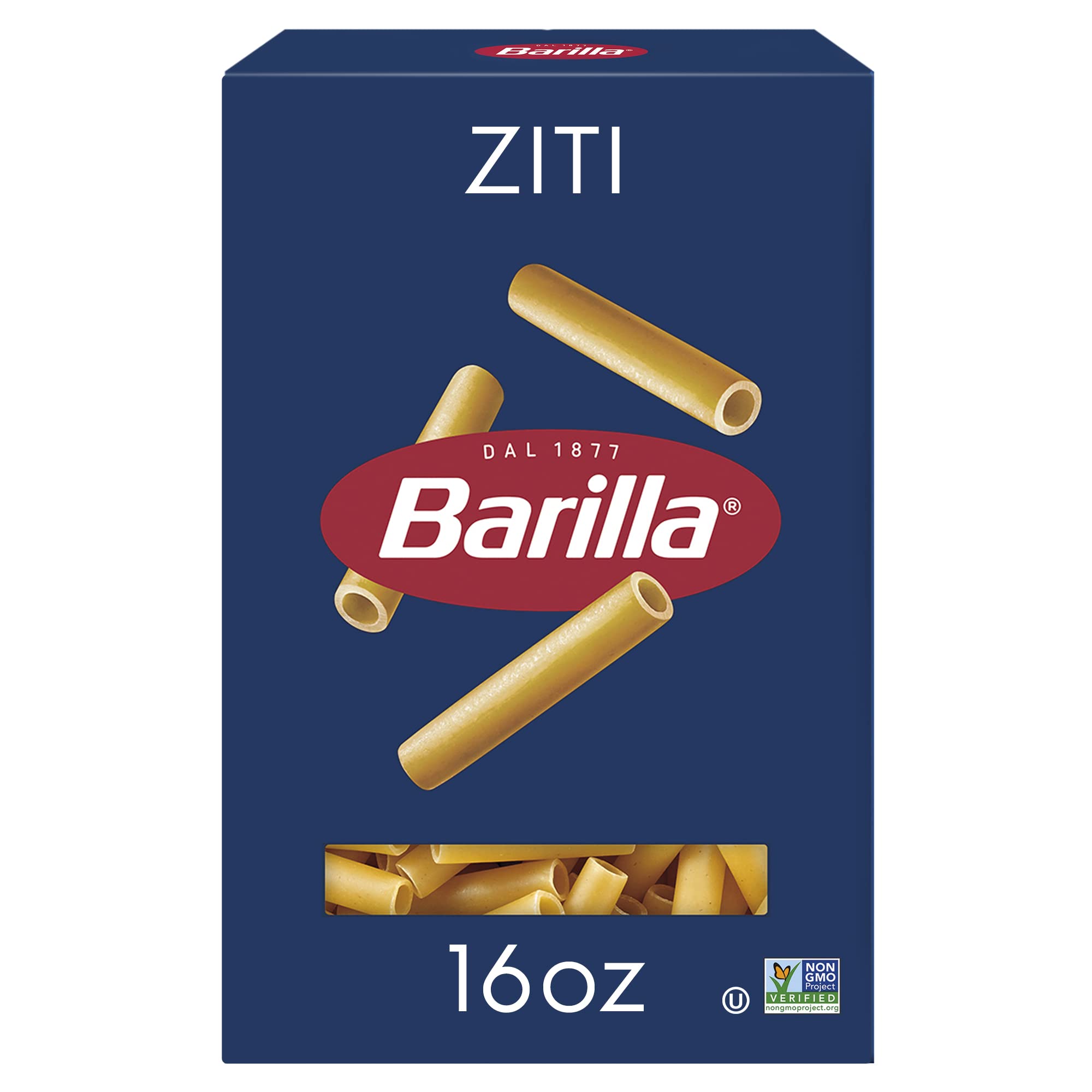 Barilla Ziti Pasta, 16 oz. Box - Non-GMO Pasta Made with Durum Wheat Semolina - Kosher Certified Pasta