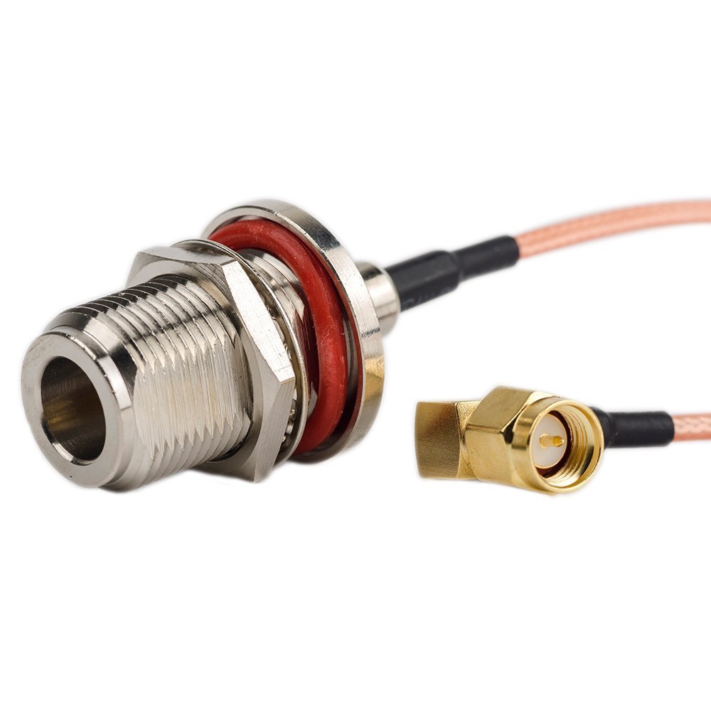 Eagles Bulkhead 2pcs 30cm/12inch/1ft RF Coaxial Coax Cable Assembly - SMA Male Right Angle to N Female Connector Adapter