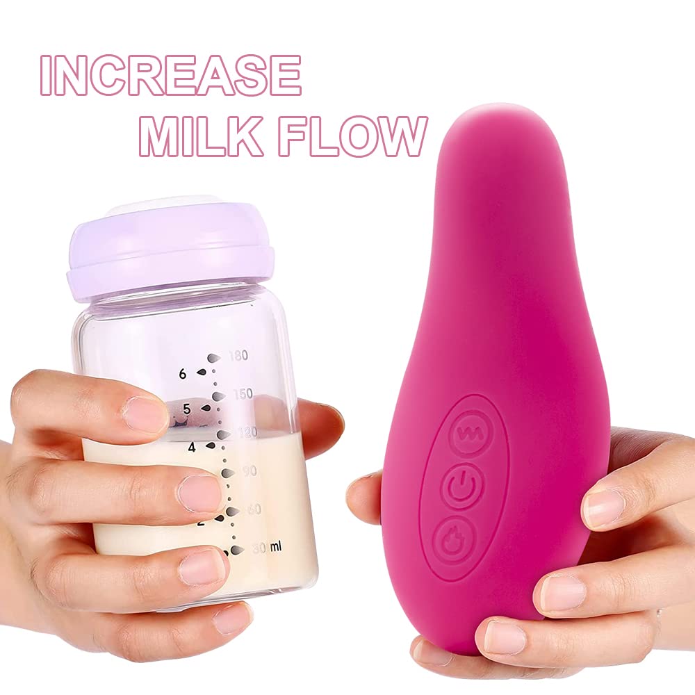 Breast Massager Lactation Compress Warming Breastfeeding for Clogged Milk Ducts, Relief Clogged Milk Ducts, Breast Engorgement, Multiple Vibrant Modes and Heater - Plug USB CableIncluded (Pink)