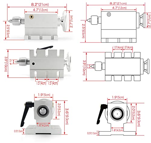 CNCTOPBAOS Engraving Machine Rotary 4th Axis,CNC Router Rotational Fourth A Axis,K12-100mm 4 Jaw Chuck Dividing Head,No Backlash Gapless Harmonic Gearbox Ratio 50:1+Nema23 Motor+65mm Tailstock