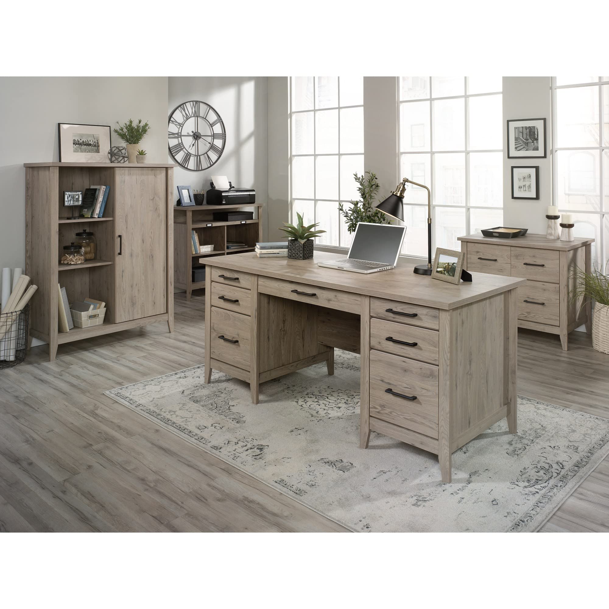 SauderĀ® Summit Station 66"W Executive Computer Desk, Laurel Oak