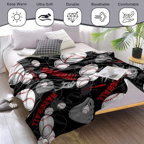 Baseball Blanket for Boys Kids, Baseball Gifts for Boys, Soft Baseball Room Decor Blanket Bedding 40x50 in