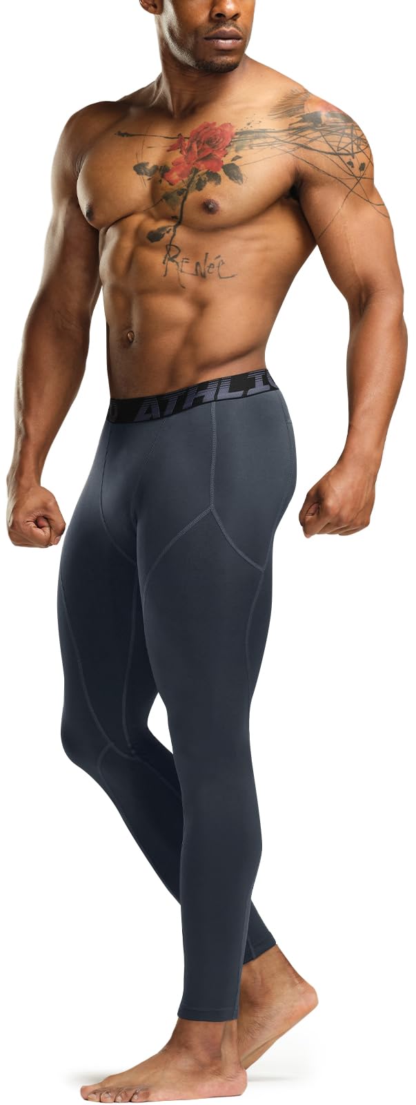 ATHLIO Men's Thermal Compression Pants, Athletic Running Tights & Sports Leggings, Wintergear Base Layer Bottoms, 3pack Thermal Pants Black/Black & Red/Charcoal, X-Large