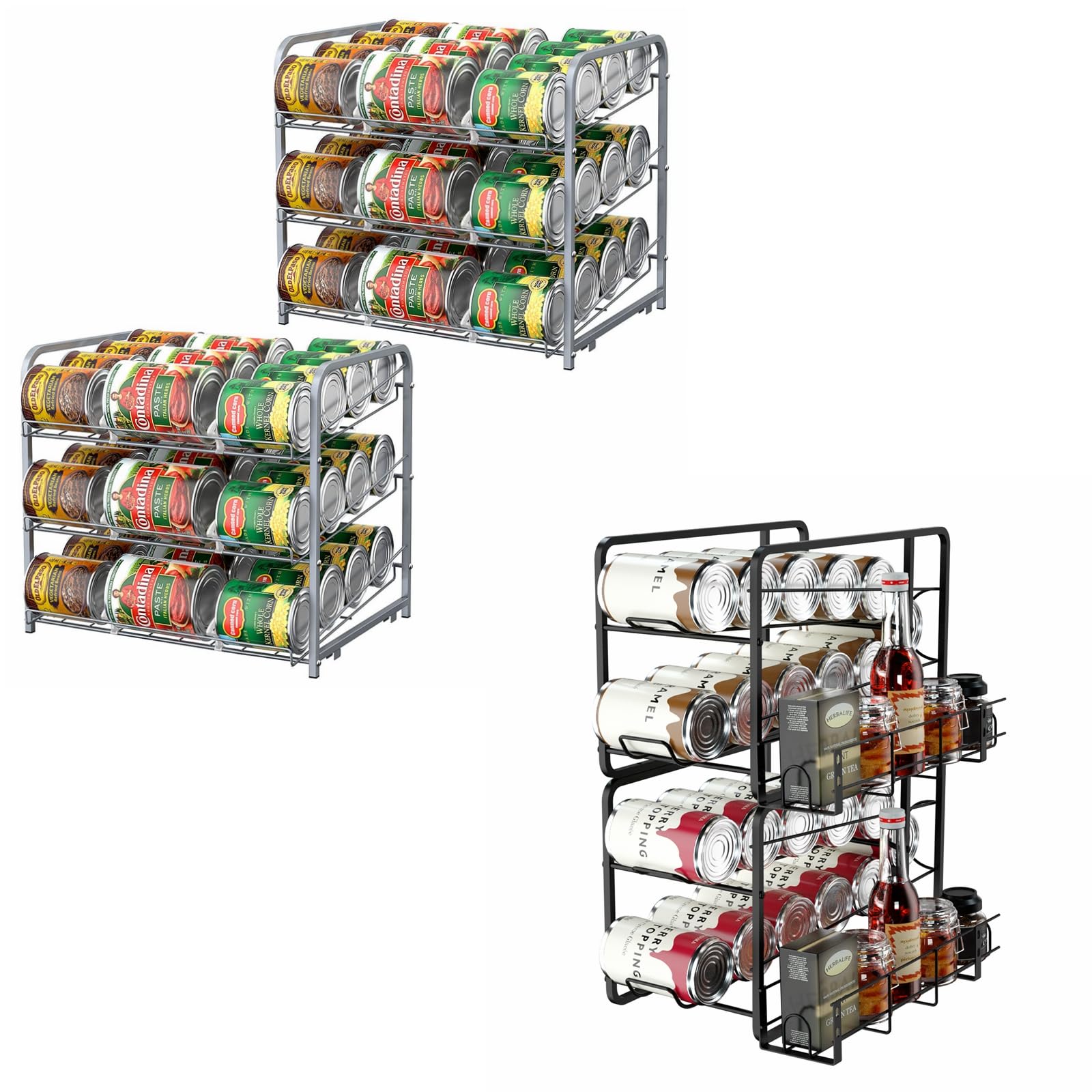 BTY Can Organizer Stackable 4 Pack, Storage Rack Stacking Can Dispensers for Kitchen Cabinet, Countertop, Refrigerator
