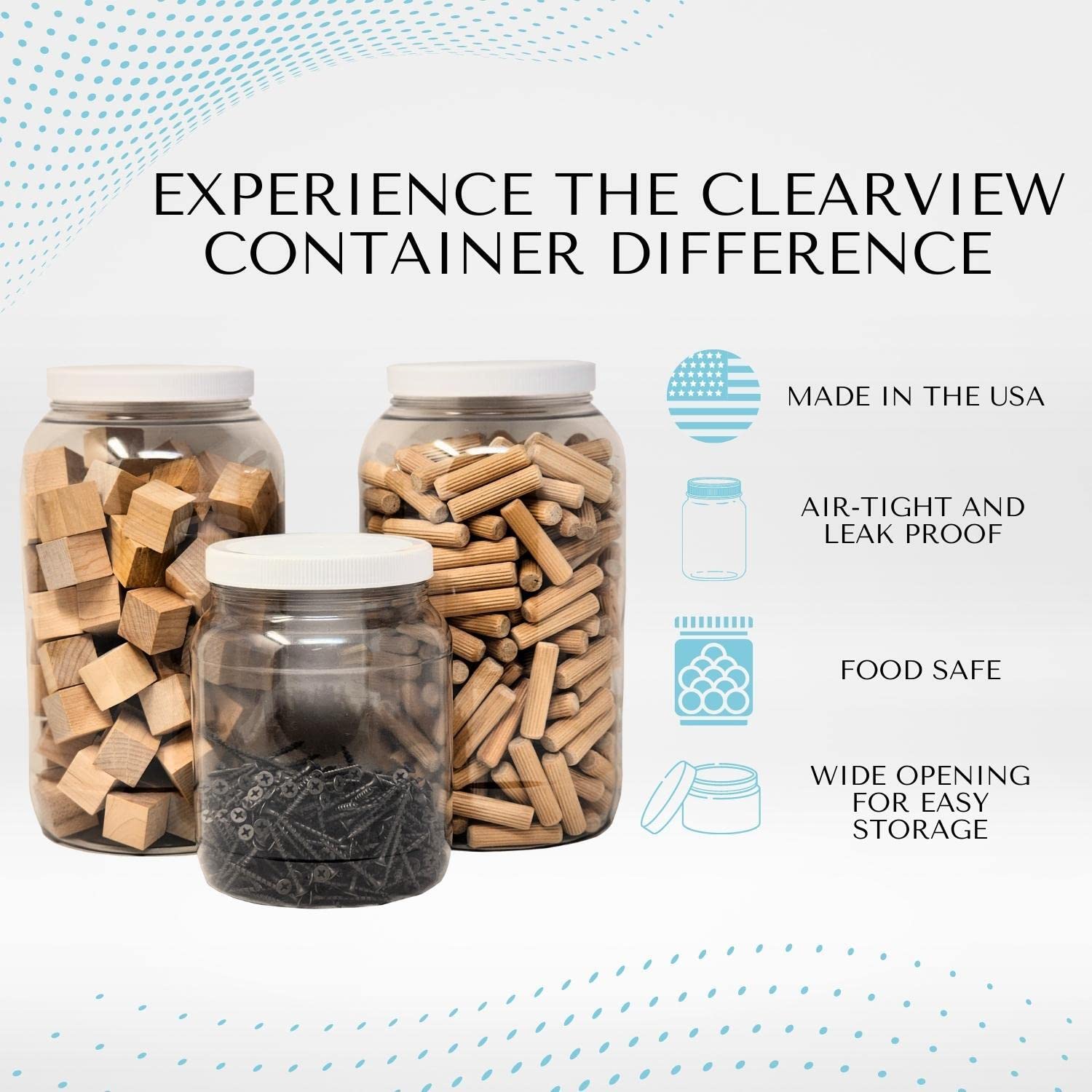 CLEARVIEW 1 Gallon Plastic Jar - 4 pack | Containers and Organization (128 Ounce Jar)