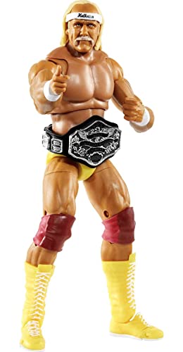 Mattel WWE Ultimate Edition Action Figure & Accessories Set, Hulk Hogan 6-inch Collectible with 30 Articulation Points, Swappable Pieces & Entrance Gear