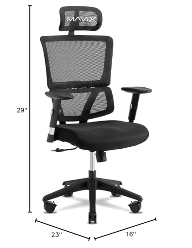 MAVIX M4 Gaming Chair: 19.5” Mesh Seat, DVL, Fixed Back Recline - Airy Comfort/Responsive Support/Adjustable Features for Gamers (Black)