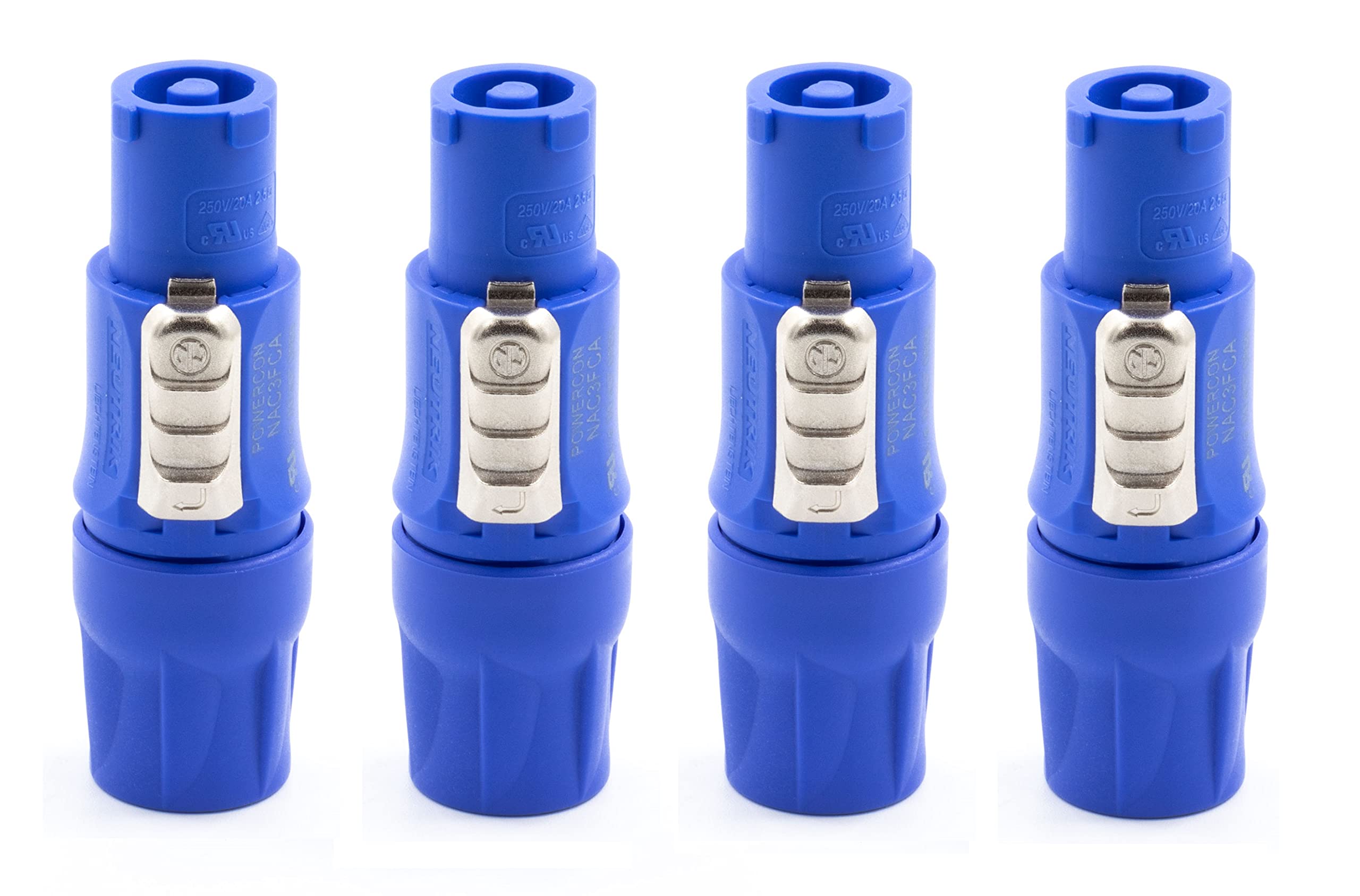 Neutrik NAC3FCA PowerCon Lockable Cable Connector for Professional Audio Equipment. Perfect for DJs, Musicians, High Power Amplifiers - 4 Pack