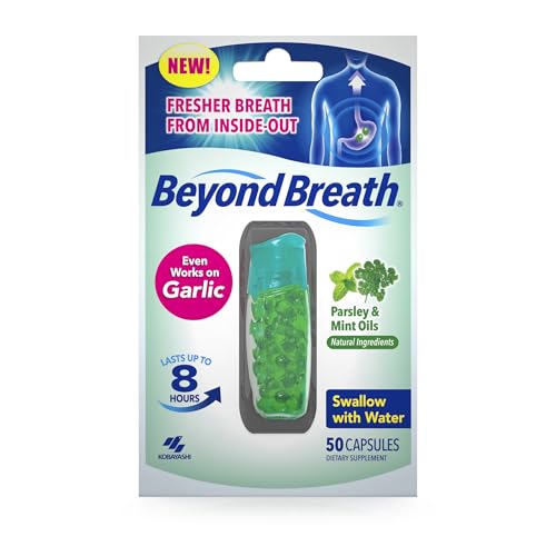 Beyond Breath Breath Freshening Capsules, Fresher Breath From Inside-Out, Even Works On Bad Breath From Garlic, Lasts Up To 8 Hours, 50 Capsules