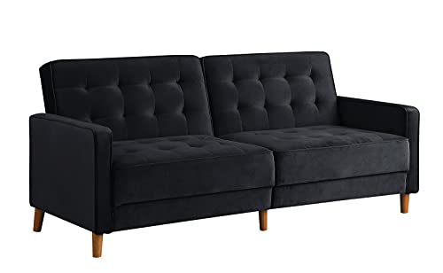 DHHU Adjustable Couch Sleeper Sectional, Loveseat for Living Room, Bedroom or Office, Modern Velvet Upholstered Sofa Bed, Black Color
