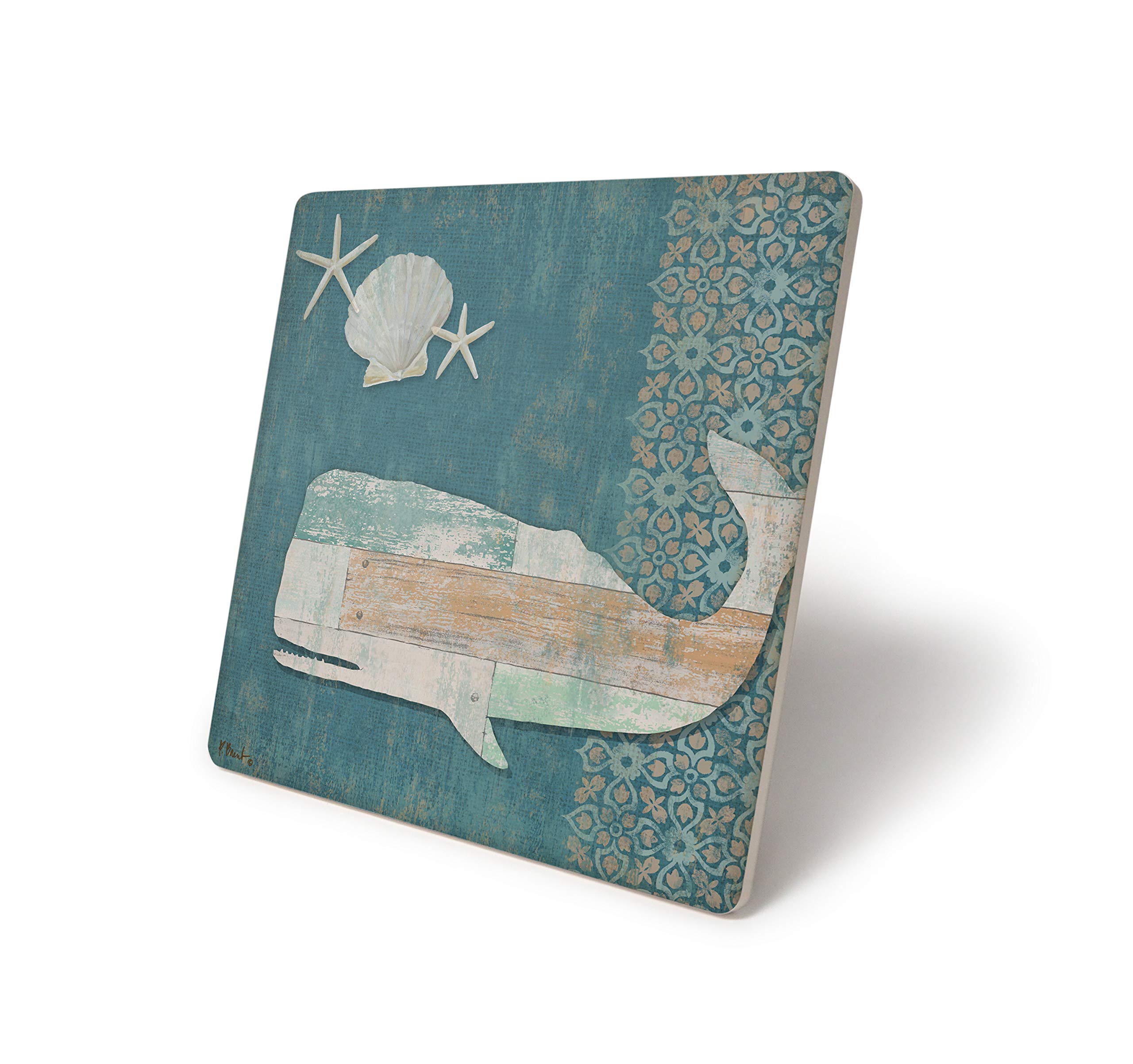 CoasterStone Ocean Lover Gift Whale Heat Absorbing Stone Trivet, 7 Inch Diameter