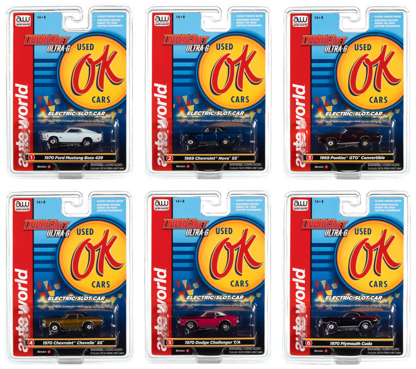 Auto World Thunderjet OK Used Cars 1970 Chevrolet Chevelle SS (Gold) HO Scale Slot Car