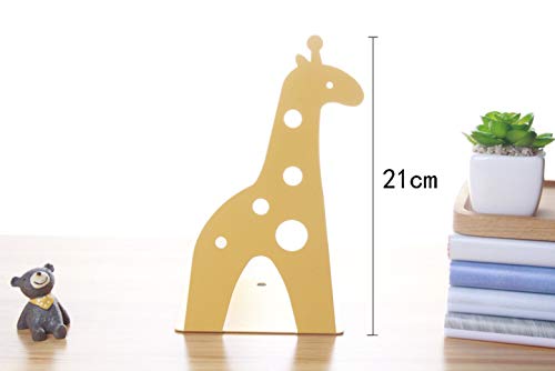 Loupdeloup Cute Bookends,Non Skid Giraffe Animal Book Ends for Shelves Decorative for Kids Yellow 1 Pair