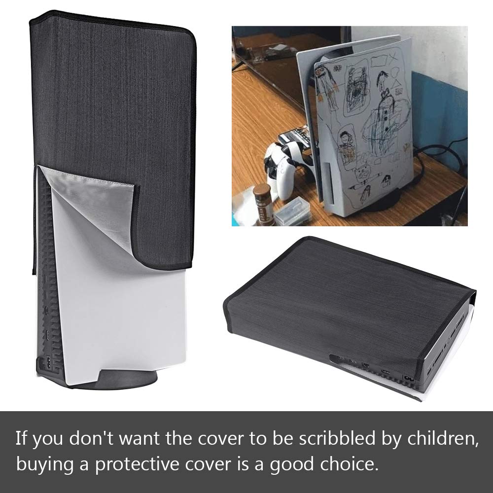 PS5 Nylon Comfortable Lining Dust Case, Anti-Scratch Waterproof Cover for Playstation 5 Digital Edition/Ultra HD Console (Ultra HD&Digital Edition, Black 4)