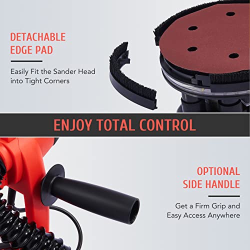 CO-Z 800W Electric Drywall Sander with Vacuum Attachment & Handles, Drywall Refinishing Sander with Dust Collector & Lights, Lighted Wall & Floor Residue Removal Power Tool for Low Wall Painting Work