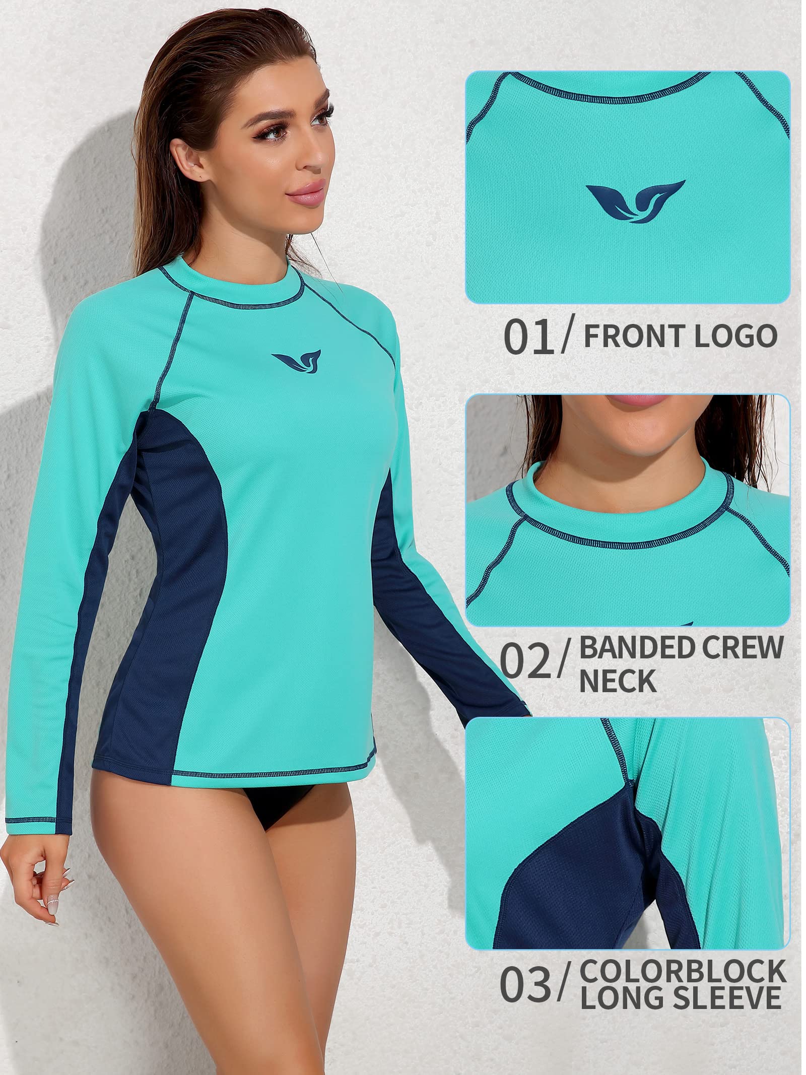 ATTRACO Womens Rash Guard Shirt Swimsuit Swim Top Long Sleeve Diving Shirts